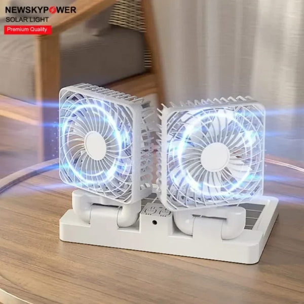 Car/Tabletop Double Head Super Cooling Rechargeable Fan – Type-C + Sol ...